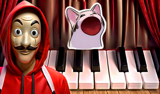 Pop Cat Piano (โดย AniMusic):เล่นออนไลน์ฟรีบน Playhop