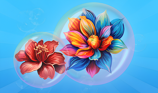 Merge: Flowers in Bubbles 2048!: Juega Gratis Online en Playhop