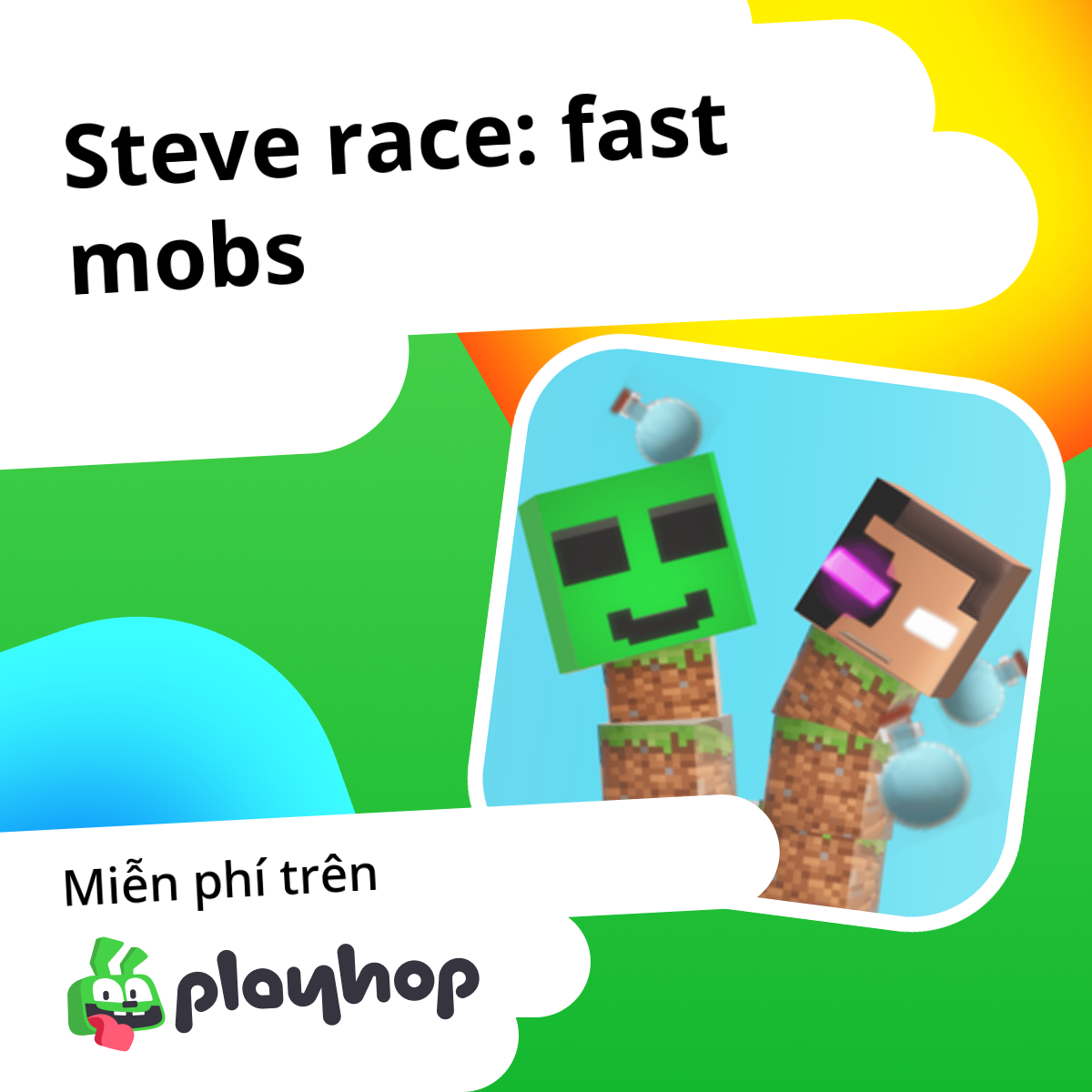 Steve race: fast mobs: Chơi trực tuyến miễn phí trên Playhop