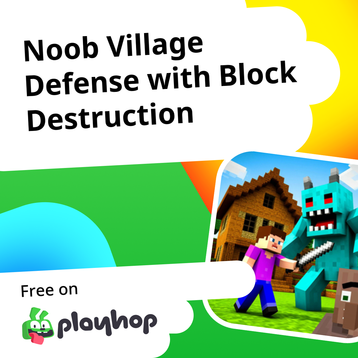 Noob Village Defense with Block Destruction (by Starodymov): Play Online For Free On Playhop