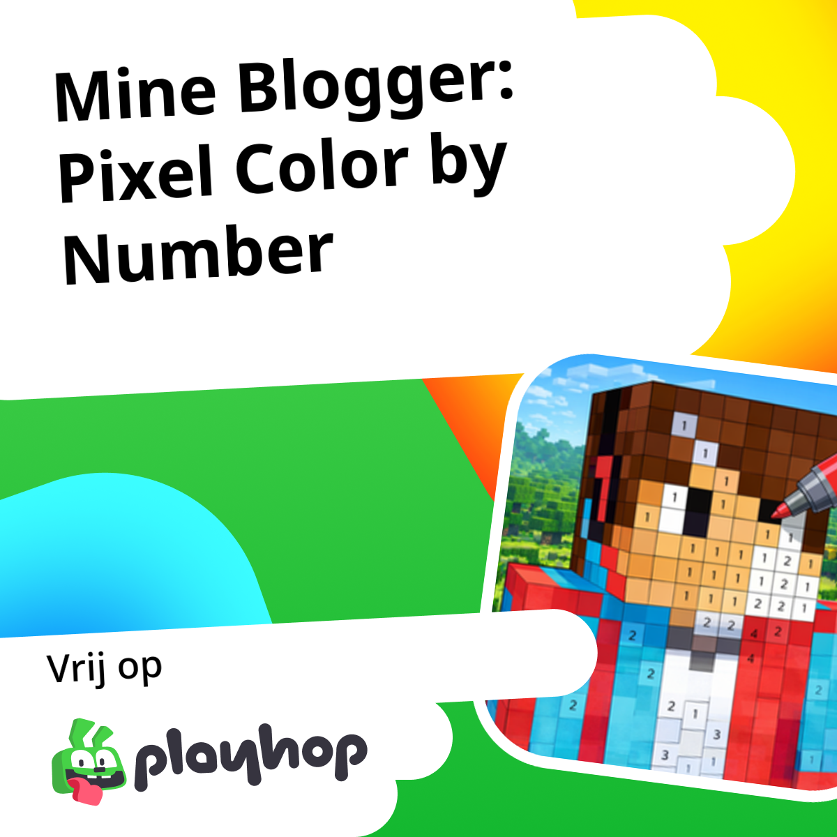 Mine Blogger: Pixel Color by Number: Speel Gratis Online op Playhop