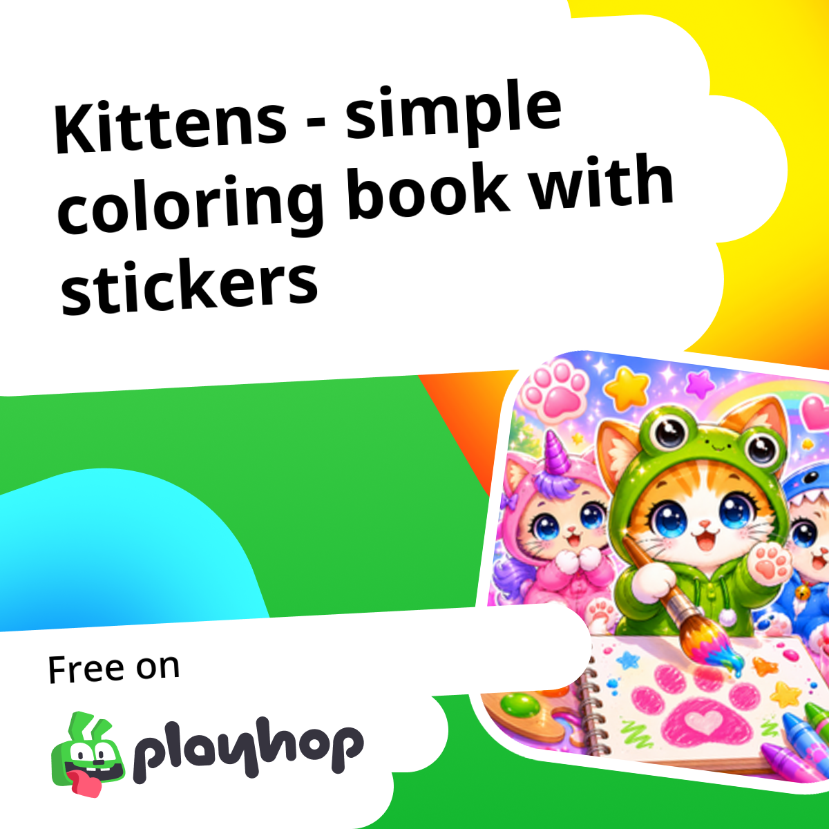 Kittens - simple coloring book with stickers: Play Online For Free On ...