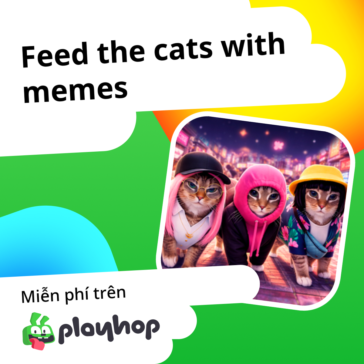 Feed the cats with memes: Chơi trực tuyến miễn phí trên Playhop