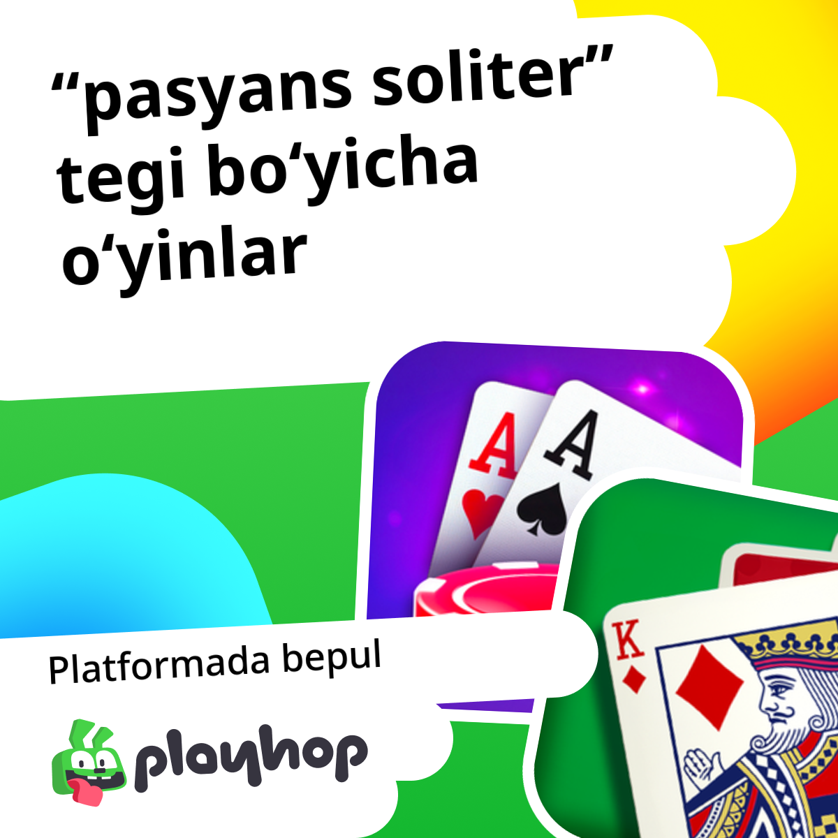 Pasyans soliter o‘yinlar Onlayn: Bepul oʻynang: Playhop